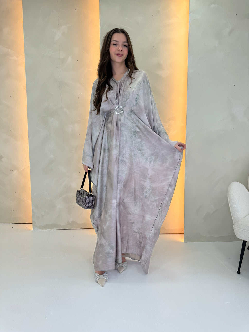 Women's Made in UAE Marble Modest Party Kaftan – Femme Couture