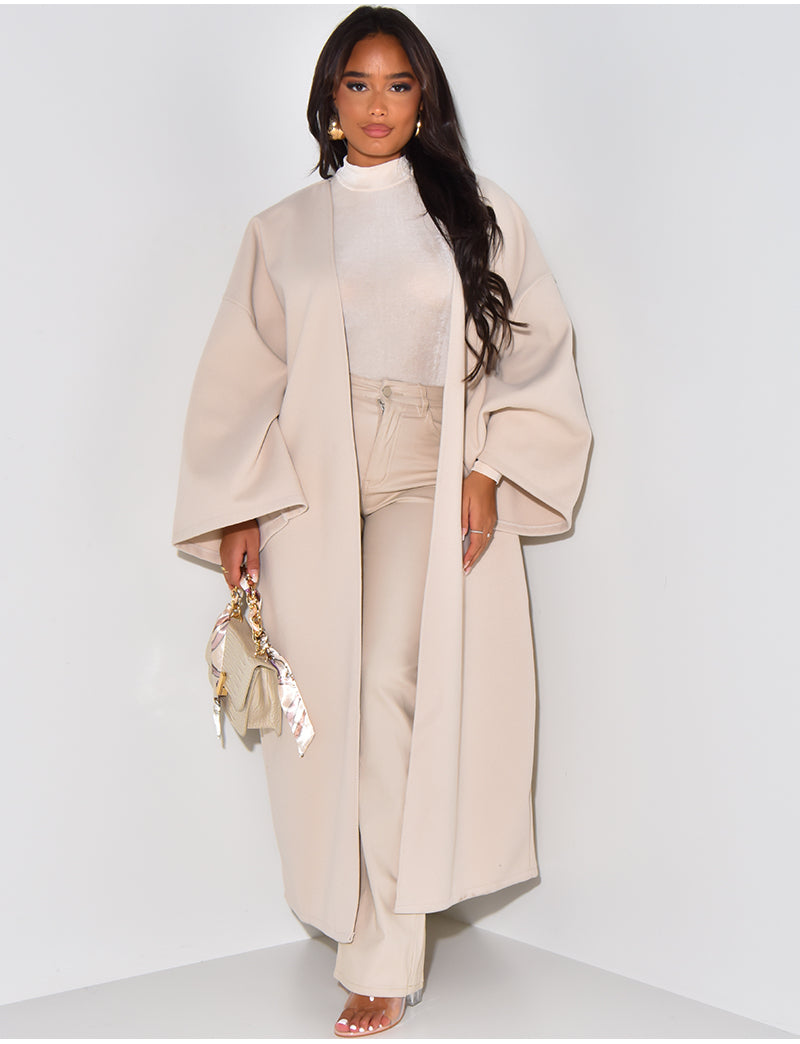 Oversized Maxi Cream Coatigan Coat Cardigan | Modest Fashion – Femme ...