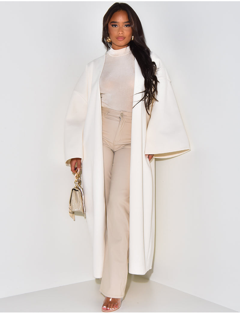 Oversized Maxi Cream Coatigan Coat Cardigan | Modest Fashion – Femme ...
